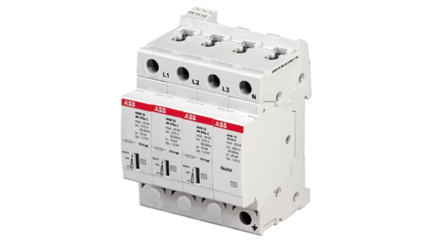 OVR T2 3N 70-275S P TS | ABB, OVR P Surge Arrester 275 V Maximum Voltage Rating 70kA Maximum ...