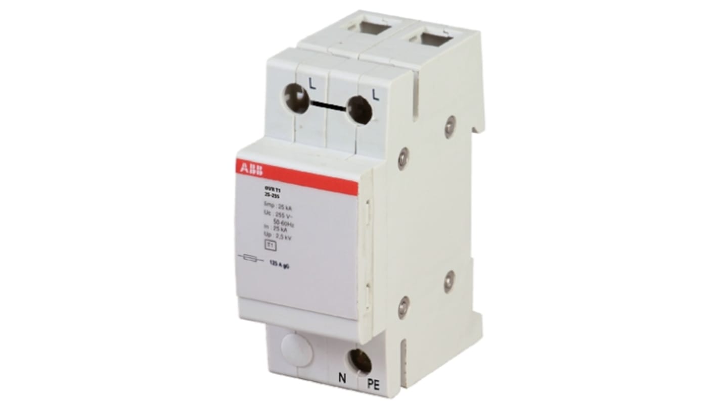 OVR T1 25-255 | ABB, OVR Surge Arrester 255 V Maximum Voltage Rating 25kA Maximum Surge Current ...