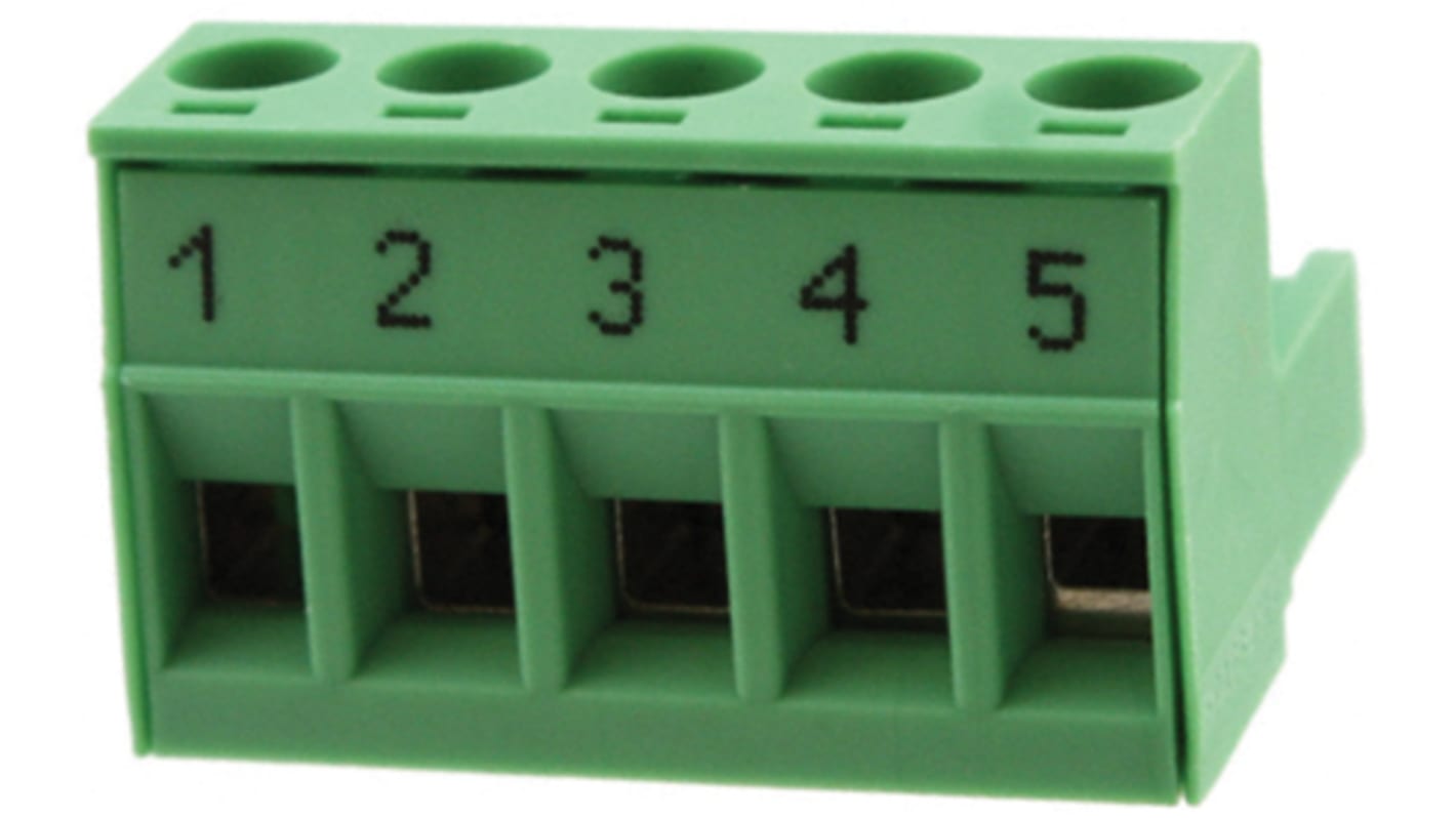 Phoenix Contact, 5mm Pitch, 5 Way, Pluggable Terminal Block, Plug, Plug ...