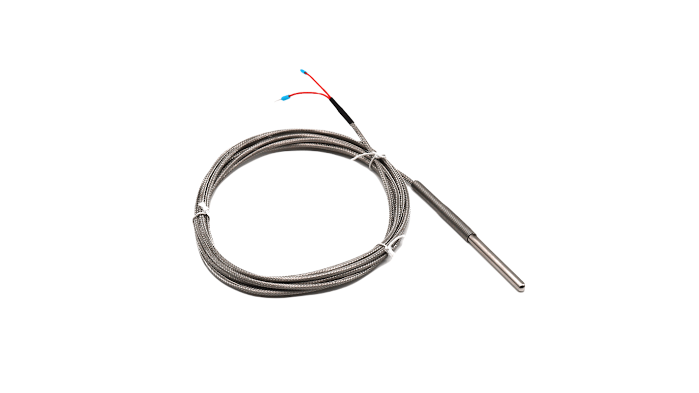 SL50SV1-3M | Prosensor PT100 Temperature Probe, 6mm Dia, 50mm Long, 3 Wire, Class A +450°C Max | RS