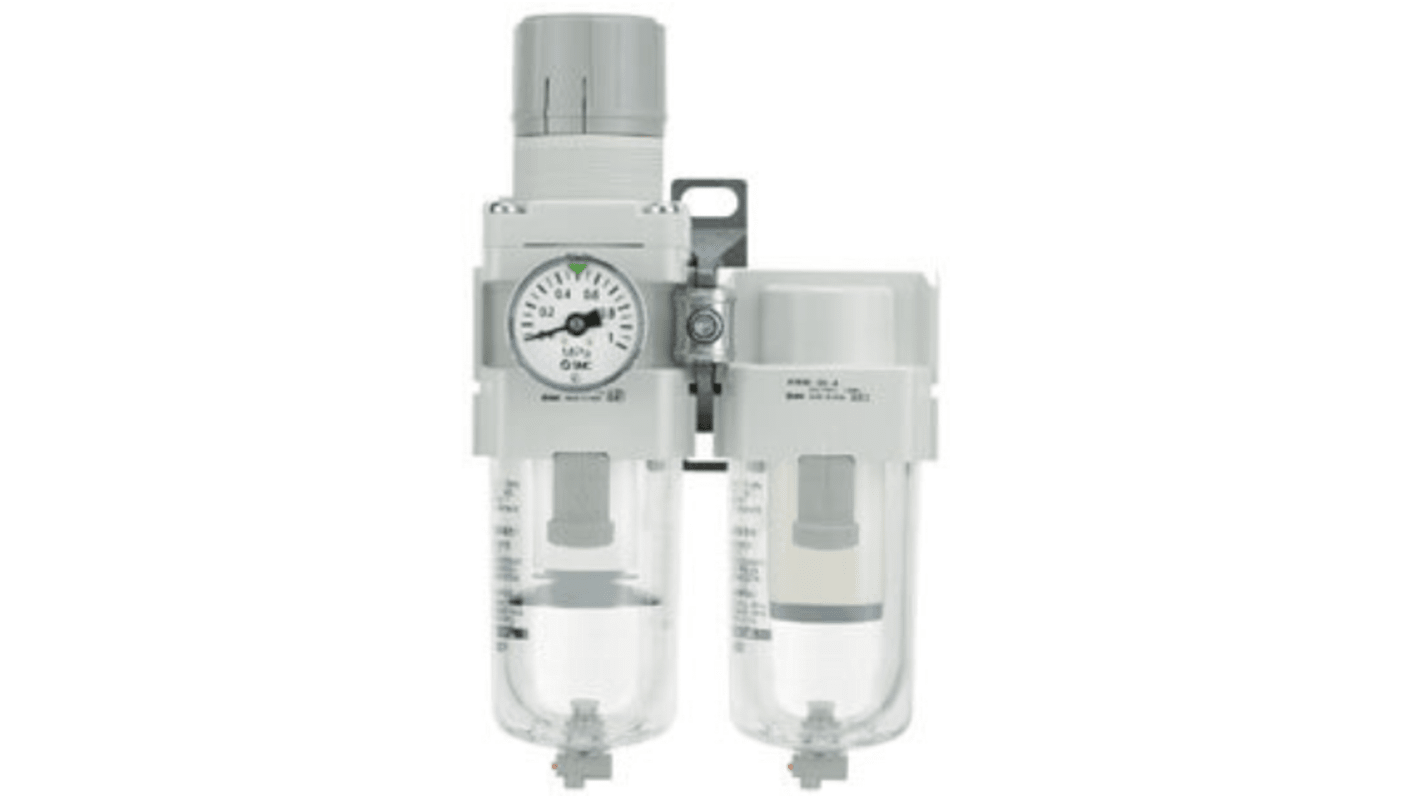 AC30D-F03 | SMC G 3/8 1400L/min Air Filter Regulator Lubricator, 0.5bar to 10 bar, AC Series | RS