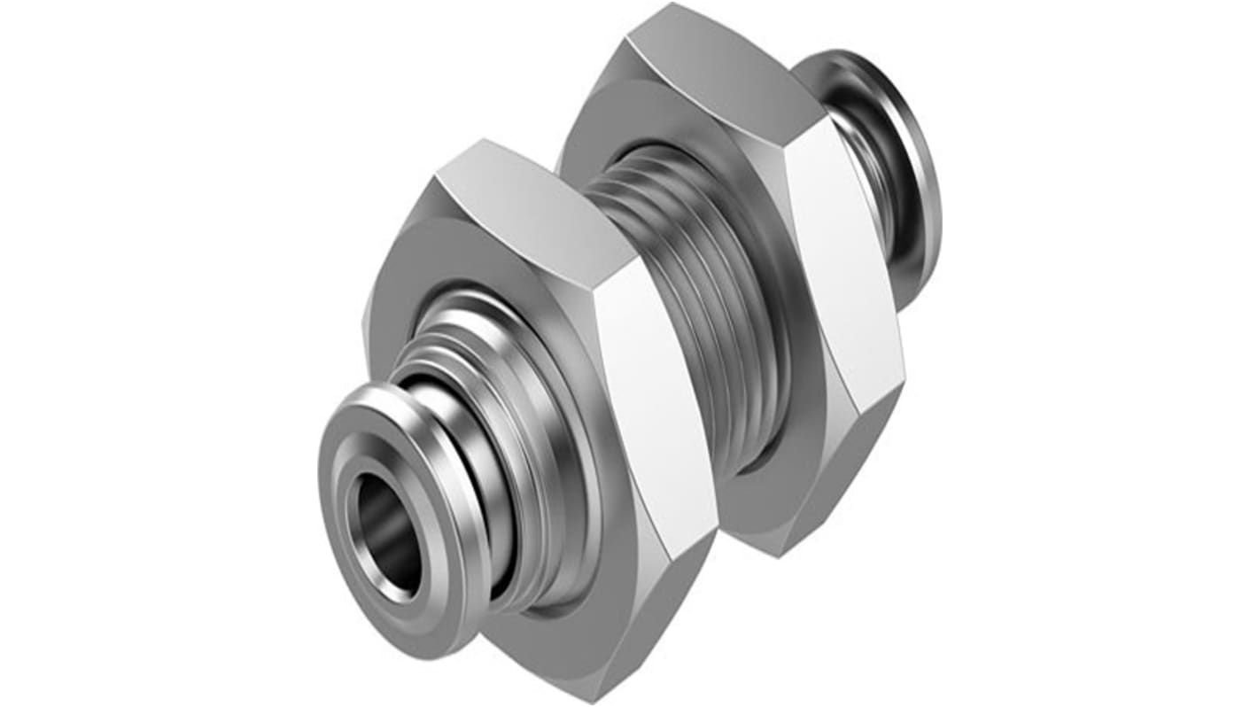 NPQR-H-Q4-E | Festo NPQR Series Bulkhead, Push In 4 mm to Push In 4 mm, Tube-to-Tube Connection ...
